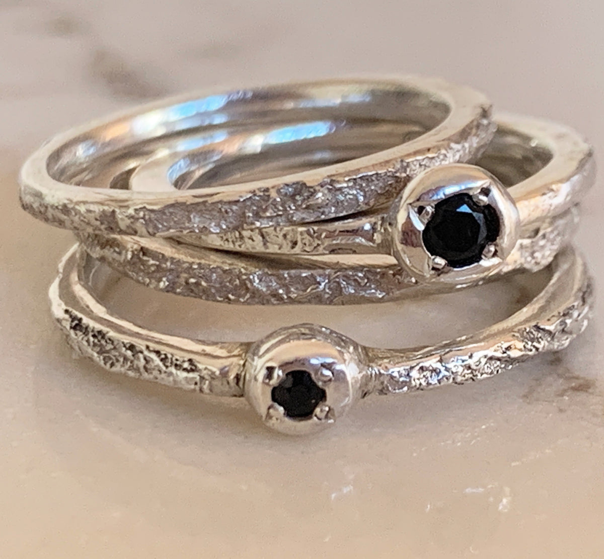 Sterling silver ring with Black Sapphire – Charlotte Paternoster Jewellery